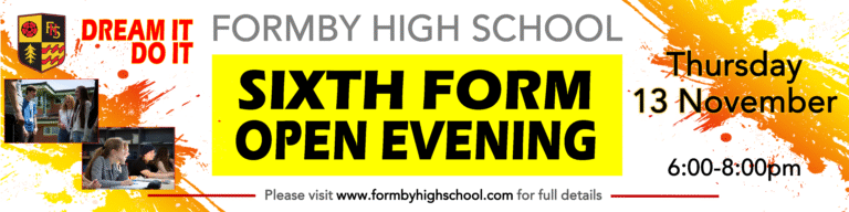 Sixth Form Open Eve banner OPTION 2025 – Formby High School